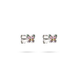 Paar Ohrstecker s.Oliver "Butterfly, Schmetterling-Design", silberfarben, mehrfarbig, mehrfarbig, Ohrringe, M&auml;dchen, Silber 925 (Sterlingsilber), mit Zirkonia (synth.)