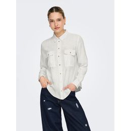 Hemdbluse Only "ONLWENDY L/S SHIRT WVN NOOS", Damen, Gr. L, cloud dancer, Web, Obermaterial: 100% Baumwolle, unifarben, regular fit h&uuml;ftlang, mit Umschlag, Blusen Hemdbluse
