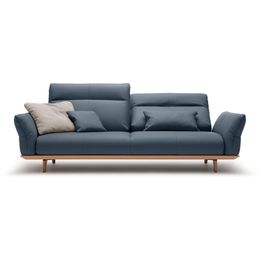 3,5-Sitzer "CR.460 mit verstellbarer R&uuml;ckenlehne, bequem und hochwertig", blau (blaugrau 534, 73), B:228cm H:103cm T:100cm, NaturLEDER OSKAR (echtes Rindsleder), CREATION BY ROLF BENZ, Sofas, Sockel in Eiche, F&uuml;&szlig;e Eiche natur, Breite 228 cm