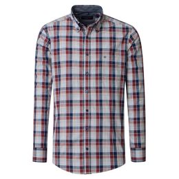 Langarmhemd Casamoda "Casamoda Freizeithemd kariert", Herren, Gr. L, Normalgr&ouml;&szlig;en, rot, 100% Baumwolle, kariert, l&auml;ssig geschnitten, Hemden
