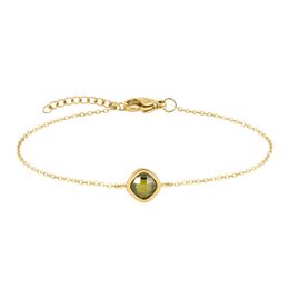 Armband Tamaris "Shiny Stones", gelbgoldfarben, gr&uuml;n, gr&uuml;n, Armb&auml;nder, Damen, 21cm, Edelstahl, Armband, mit Zirkonia (synth.)