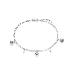 Fu&szlig;kette mit Anh&auml;nger s.Oliver "Summer Charms, Muschel-Design, Herz, Sonne", edelstahlfarben, wei&szlig;, Fu&szlig;ketten, Edelstahl Perlen, Edelstahl, Perlen, mit Kunststoffperle