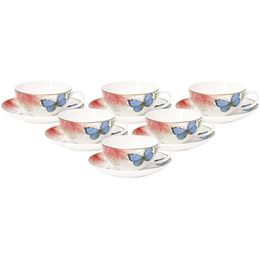 Villeroy & Boch Tasse VILLEROY & BOCH "Teetassen mit Untertassen Amazonia Anmut 200 ml 6er Set bunt", bunt, Porzellan, Trinkgef&auml;&szlig;e, Tasse