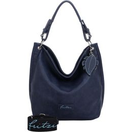 Schultertasche Fritzi aus Preussen "Eco-Fritzi01", Damen, Gr. B/H/T: 12cm x 28cm x 34cm, blau (dunkelblau), unifarben, Taschen Schultertasche, aus veganen und recycelten Materialien