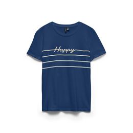 V&eacute;ro Moda Kurzarmshirt VERO MODA "VMLINE SS TOP BOX JRS", Damen, Gr. L, navy peony print:happy, Jersey, Obermaterial: 100% Baumwolle, bedruckt, regular fit normal, Rundhals, Shirts, Baumwolle, regular fit
