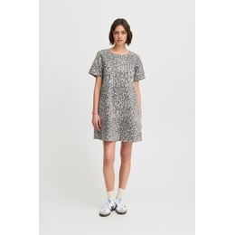 Midikleid Ichi "Kleid IXJILLA", Damen, Gr. 40, N-Gr, gelb (cornstalk leo print), Obermaterial: 97% Baumwolle CO. 3% Elasthan EL., Kleider Midikleid