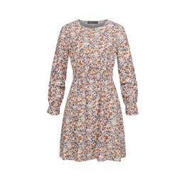 Shirtkleid CLOUD 5IVE "CLOUD 5IVE Langarm Kleid mit Blumen Print", Damen, Gr. M, US-Gr&ouml;&szlig;en, bunt (beige), 95% Polyester, 5% Elasthan, normal, Rundhals, Kleider Shirtkleid