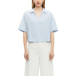 Druckbluse s.Oliver, Damen, Gr. 38, coastal blau, Web, Obermaterial: 100% Viskose, gemustert, l&auml;ssig geschnitten h&uuml;ftlang, V-Ausschnitt, abgesteppte Kante, Blusen Druckbluse, Sommerbluse mit Allover-Print