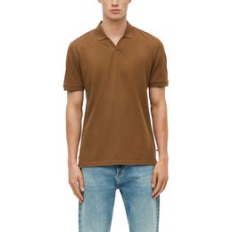 Poloshirt s.Oliver, Herren, Gr. L, braun, Web, Obermaterial: 60% Baumwolle, 40% Polyester, unifarben, normal h&uuml;ftbedeckend, V-Ausschnitt, abgesteppte Kante, Shirts, Sommer-Polo in Struktur-Optik