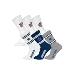 Kurzsocken NFL "Socken NFL 6Pack Crew Socks 6er Pack", Herren, Gr. 39-42, bunt (dallas cowboys, wei&szlig;), Obermaterial: 58% Baumwolle CO. 39% Polyester PES. 3% Elasthan EL., Socken