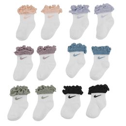 Socken Nike Sportswear "NHN 6PK INF/TODD RUFFLE SOCK" Gr. 68, wei&szlig; (washed coral), Socken, M&auml;dchen, 68-80, Obermaterial: 65% Baumwolle, 32% Polyester, 3% Elasthan, Socken, f&uuml;r Babys, aus Baumwolle und Elasthan, 6 Paar im Set, elastisch