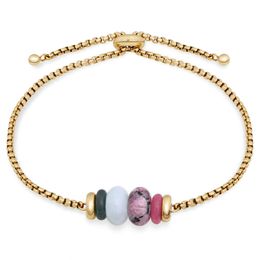 Armband Tamaris "Natural Stones", gelbgoldfarben, gr&uuml;n, natur, lila, gr&uuml;n, natur, lila, Armb&auml;nder, Damen, 21cm, Edelstahl, Armband, mit verschiedenen Steinen