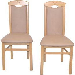 4-Fu&szlig;stuhl, braun (hellbraun, eiche, nachbildung, hellbraun), B:44cm H:94cm T:48cm, Polyester, HOFMANN LIVING AND MORE, St&uuml;hle