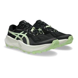 Trailrunningschuh asics "TRABUCO 14", Herren, Gr. 42,5, schwarz (schwarz, illuminate gelb), Synthetik, Schuhe, profiliertes Laufsohlenprofil, mit Gummilaufsohle, mit Schn&uuml;rung