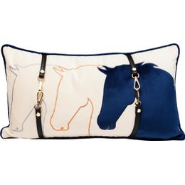 Dekokissen KARE DESIGN "Horsefaces, Kissenh&uuml;lle mit F&uuml;llung, 30x50 cm", blau, gemustert, B:30cm H:10cm L:50cm, Polyester, Dekokissen_Sitzkissen_Kissenh&uuml;llen, st&uuml;tzt Kopf und Nacken angenehm und sorgt f&uuml;r erholsamen Schlaf