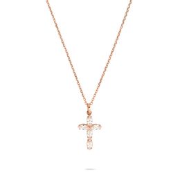 Kette mit Anh&auml;nger Tamaris "Cross, Kreuz", ros&eacute;goldfarben, Halsketten, Damen, Edelstahl, L: 47 B: 0,4mm, B:0,4mm