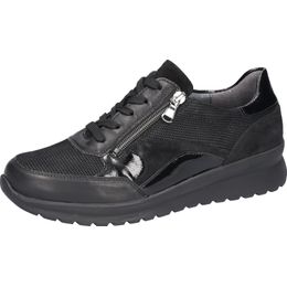 Waldl&auml;ufer Schn&uuml;rschuh WALDL&Auml;UFER "K-Sunny", Damen, Gr. 5,5 (38,5), schwarz, Lacklederimitat, Leder, Veloursleder, Schuhe Schn&uuml;rschuh, Keilsneaker, Bequemschuh, Komfortschuh in Weite K = extraweit