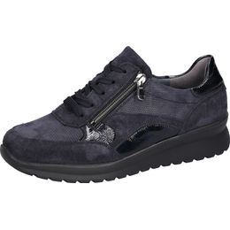 Waldl&auml;ufer Schn&uuml;rschuh WALDL&Auml;UFER "K-Sunny", Damen, Gr. 5,5 (38,5), blau, Lacklederimitat, Leder, Veloursleder, Schuhe Schn&uuml;rschuh, Keilsneaker, Bequemschuh, Komfortschuh in Weite K = extraweit