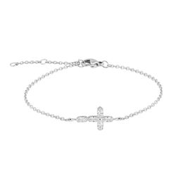 Armband Tamaris "Cross, Kreuz-Motiv", edelstahlfarben, kristallwei&szlig;, kristallwei&szlig;, Armb&auml;nder, Damen, 21cm, Edelstahl, Armband, mit Zirkonia (synth.)