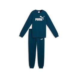 Trainingsanzug Puma "ESS NO1 LOGO CREW SWEAT SUIT FL B", Jungen, Gr. 128, midnight petrol, Fleece, Obermaterial: 66% Baumwolle, 34% Polyester, bedruckt, regular fit, Sportanz&uuml;ge Trainingsanzug, zweiteilig, entspannte Passform, ohne Kapuze