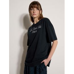 Shirttop Apricot "Top", Damen, Gr. XS (34), blau (navy), gewebt, Obermaterial: 100% Baumwolle CO., uni, normal normal, Raglan&auml;rmel, Tops Shirttop, mit Stickerei