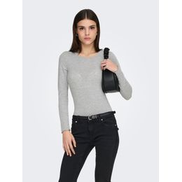 Langarmshirt Only "ONLVIRRO O NECK L/S TOP BOX JRS", Damen, Gr. L, grau (light grau melange), Jersey, Obermaterial: 62% Polyester, 33% Viskose, 5% Elasthan, unifarben, regular fit normal, Rundhals, Shirts Langarmshirt, Materialmix, regular fit