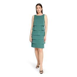 Cocktailkleid Vera Mont "Damen mit Volant", Damen, Gr. 44, Normalgr&ouml;&szlig;en, schwarz emerald, Chiffon, Obermaterial: 100% Polyester. Futter: 100% Polyester, festlich, figurumspielend kurz, Rundhals, Kleider, Volant