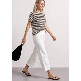 Rundhalsshirt Street One, Damen, Gr. 34, schwarz, Strick, Obermaterial: 60% Viskose, 40% Polyester, gestreift, figurumspielend h&uuml;ftlang, Rundhals, Shirts Rundhalsshirt, Strick aus weich fallendem Viskosemix
