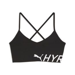 Sport-BH Puma "W X HYROX STRAPPY PWRMODE BRA", Damen, Gr. L, N-Gr, Puma schwarz, Interlock, Obermaterial: 71% Polyester, 29% Elasthan, schmal, BHs Sport-BH, schmale Passform, f&uuml;r Fitness-Training, sportlicher Stil
