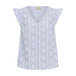 Blusentop Cream "&Auml;rmellose Bluse CRAmmeli", Damen, Gr. 36, blau (blau wei&szlig; stripe with flowers), Obermaterial: 73% Polyester PES. 27% Viskose CV., Blusen Blusentop