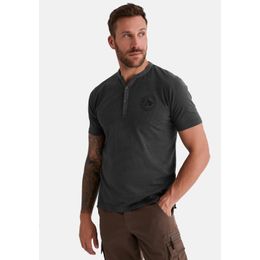 Henleyshirt HERO by John Medoox "HENRY Henley-Shirt", Herren, Gr. M, grau stripes, Web, 100% Baumwolle, regular fit, V-Ausschnitt, Shirts, HERO by John Medoox HENRY Herren Henley T-Shirt
