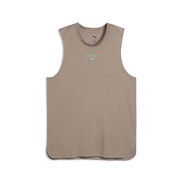 Tanktop Puma "M X HYROX CLOUDSPUN TANK", Herren, Gr. L, beige (mouse gray), Jersey, Obermaterial: 94% Polyester, 6% Elasthan, relaxed fit normal, Rundhals, Tops Tanktop, Relaxed Fit, &auml;rmellos, f&uuml;r Fitness und Training