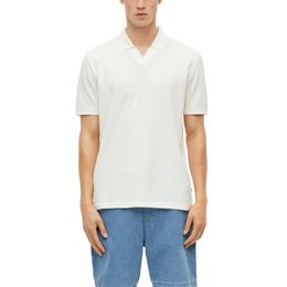 Poloshirt s.Oliver, Herren, Gr. L, wei&szlig;, Web, Obermaterial: 60% Baumwolle, 40% Polyester, unifarben, normal h&uuml;ftbedeckend, V-Ausschnitt, abgesteppte Kante, Shirts, Sommer-Polo in Struktur-Optik