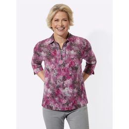 Poloshirt CLASSIC "Poloshirt", Damen, Gr. 40, malve, hellgrau, bedruckt, 95% Viskose, 5% Elasthan, gebl&uuml;mt, gemustert, mehrfarbig, Shirts