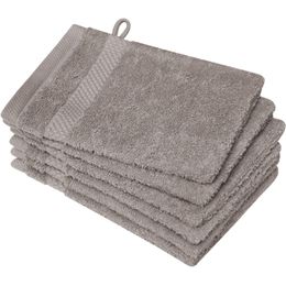 Waschhandschuh Dyckhoff "Planet", grau (taupe), B:16cm L:21cm, Walkfrottier, Waschlappen, 450 g/m&sup2;, aus reiner Baumwolle, trocknergeeignet