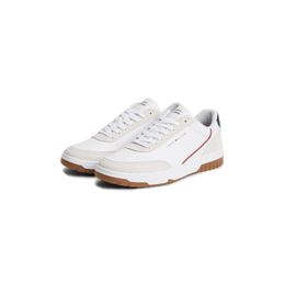 Sneaker Tommy Hilfiger "TH BASKET CORE LEATHER SUEDE MIX", Herren, Gr. 40, wei&szlig;, blau, rot, Lederimitat, Velourslederimitat, Schuhe Sneaker, Halbschuh, Freizeitschuh, Schn&uuml;rschuh mit Lochmuster, im Basket-Look