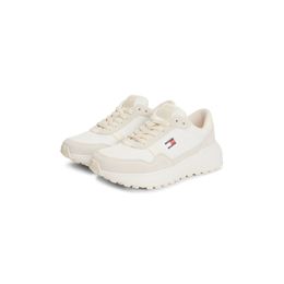 Keilsneaker Tommy Jeans "MODERN RUNNER MIX", Damen, Gr. 39, ecru, Lederimitat, Textil, Veloursleder, Schuhe, Freizeitschuh, Halbschuh, Schn&uuml;rschuh mit seitlichem Logo
