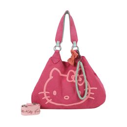 Henkeltasche Fritzi aus Preussen "Izzy Medium Limited Head Flocked", Damen, Gr. B/H/T: 15cm x 29cm x 42cm, pink, Baumwolle, bedruckt, Taschen, im tollen Hello Kitty-Design