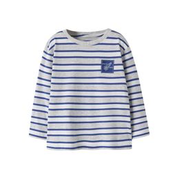Langarmshirt name it "NMMKRISTIAN LS NREG TOP PB", Jungen, Gr. 104, light grau melange stripes:deep ultramarine, Jersey, Obermaterial: 100% Baumwolle, gestreift, regular fit normal, Rundhals, Shirts Langarmshirt, Baumwolle, regular fit