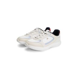 Sneaker Tommy Hilfiger "TH LIGHT RUNNER", Damen, Gr. 37, creme kombiniert, Leder, Lederimitat, Textil, Veloursleder, Schuhe Sneaker, Halbschuh, Schn&uuml;rer mit Logoschriftzug an der Schuhzunge