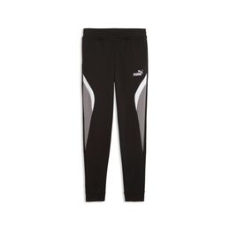 Trainingshose Puma "ESS BLOCK SWEATPANTS FL B", M&auml;dchen, Gr. 128, N-Gr, Puma schwarz, Fleece, Obermaterial: 66% Baumwolle, 34% Polyester, regular fit normal, Hosen Trainingshose, Regular Fit, f&uuml;r Sport und Freizeit, sportlicher Stil