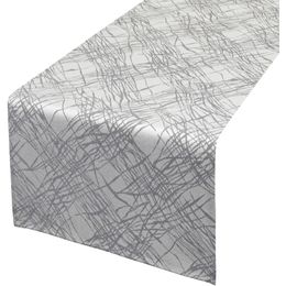 Tischl&auml;ufer Delindo Lifestyle "TENDENCE" Gr. 1, grau (anthrazit), B:140cm L:40cm, Polyester, Tischdecken, Jacquard, Fleckschutz, 180 g/m&sup2;