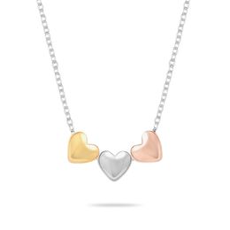 Kette mit Anh&auml;nger s.Oliver "Tricolor Hearts, Herz", edelstahlfarben, gelbgoldfarben, ros&eacute;goldfarben, Halsketten, Damen, Edelstahl, L: 45 B: 1,95mm, B:1,95mm