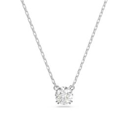 Kette mit Anh&auml;nger Swarovski "Stilla Round", wei&szlig; (metallfarben, kristallwei&szlig;), Halsketten, Damen, Metall, L: 43 B: 1,4mm, mit Swarovski Kristall, B:1,4mm