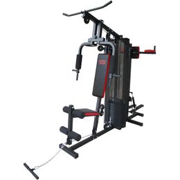 Kraftstation "Multi-Gym Challenge", schwarz (schwarz, rot), Motive Fitness by U.N.O., KraftstationenB:103cm H:203cm L:204cm, max. Benutzergewicht 120 kg, max. Trainingsgewicht 100 kg, B:103cm H:203cm L:204cm