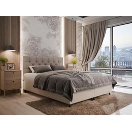 Boxbett FORTE "CABO erh&auml;ltlich in den Breiten 140cm, 160cm & 180cm, inkl. Bettkasten", dunkelbeige, B:164cm L:215cm, Der Bezugsstoff Wind aus der Davis-Kollektion ist ein moderner Strukturstoff mit angenehm weicher Oberfl&auml;che. Er kombiniert ansprechendes Design mit hoher Strapazierf&auml;higkeit. Der Stoff ist schwer entflammbar (Zigarettentest bestanden), REACH-zertifiziert und frei von Schadstoffen &ndash;