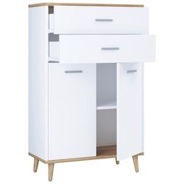 Mid.you Kommode VCM Landos, Wei&szlig;, Holzwerkstoff, 1 F&auml;cher, 2 Schublade(n) Schubladen, 60x97x28 cm, stehend, Wohnzimmer, Kommoden & Sideboards, Kommoden