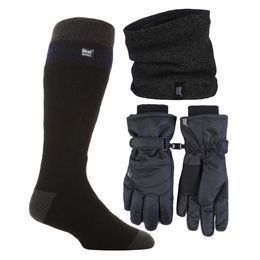 Heat Holders Herren Ski Set: Halsw&auml;rmer, Handschuhe & Thermo-Ski-Socken Wintersportbekleidung