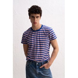 Gestreiftes Rundhalsausschnitt T-Shirt