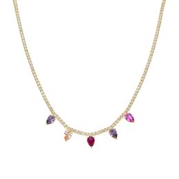 Luxenter 925 Sterlingsilber und mehrfarbige Zirkonia-Halskette in 18-karat-Gelbgold &ndash; Prys